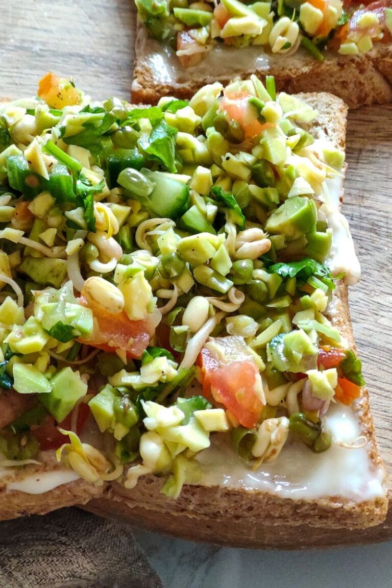 Vegetarian avocado sandwich with sprouts