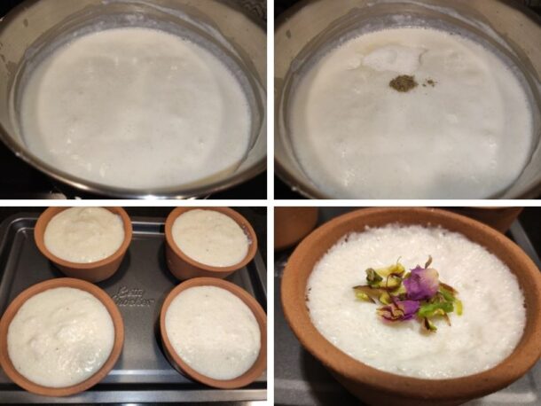 Easy recipe of Indian rice pudding-Phirni. Egg-free and no bake dessert.