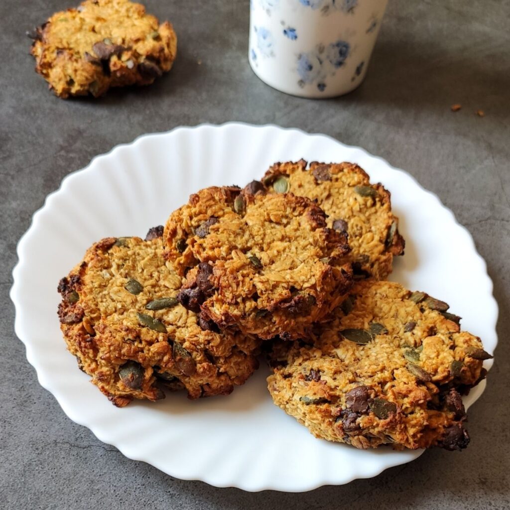 Healthy pumpkin oatmeal cookies - Easy flourless vegan pumpkin cookies