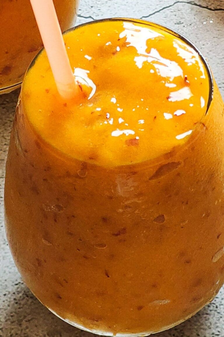 Peach Mango Smoothie - A 5 minutes recipe made with just 3 ingredients