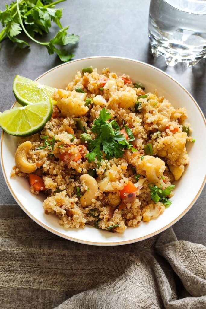 Quinoa pulao with vegetables - Quick and easy Indian style quinoa