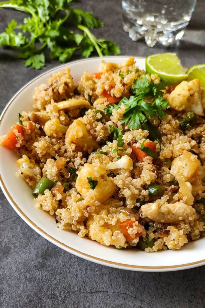 Quinoa pulao with vegetables - Quick and easy Indian style quinoa