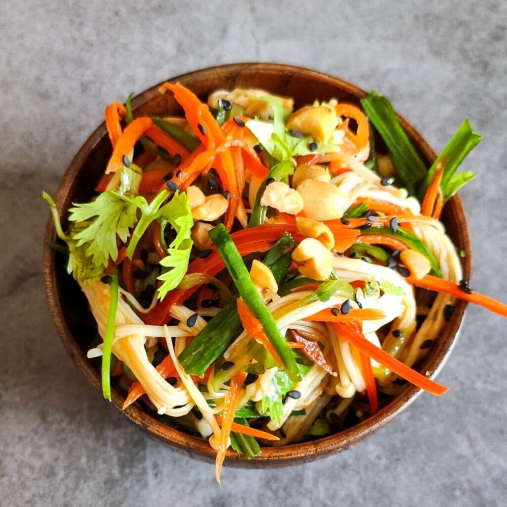 Enoki mushroom salad - Golden needle mushroom salad - 10 mins recipe