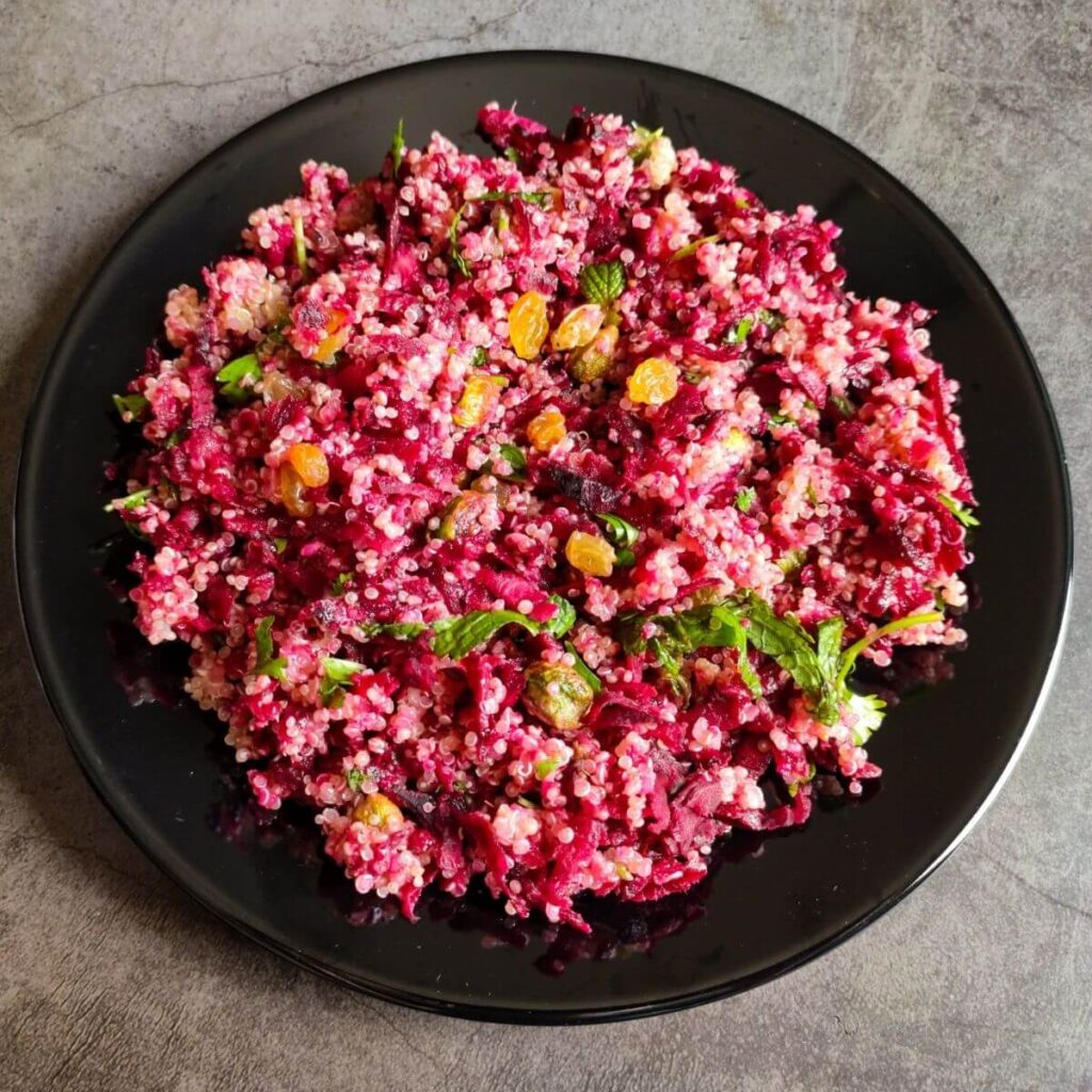 Quinoa beet salad- Middle Eastern style - Greenbowl2soul