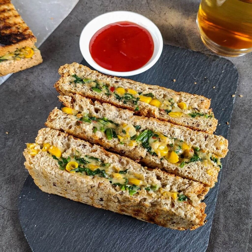 Spinach corn sandwich - Greenbowl2soul