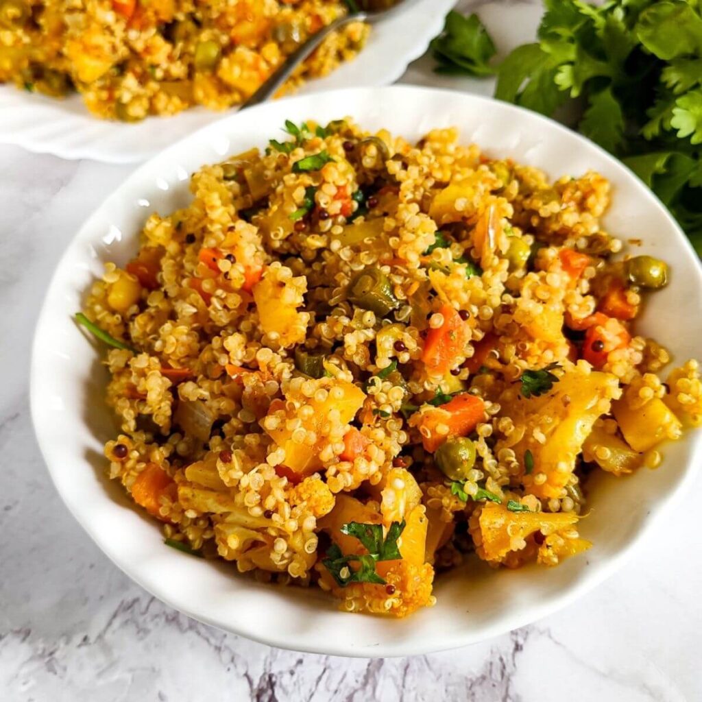 Curried Quinoa with vegetables - Indian style spiced quinoa