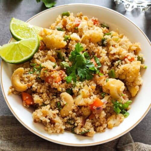 Quinoa pulao with vegetables - Quick and easy Indian style quinoa