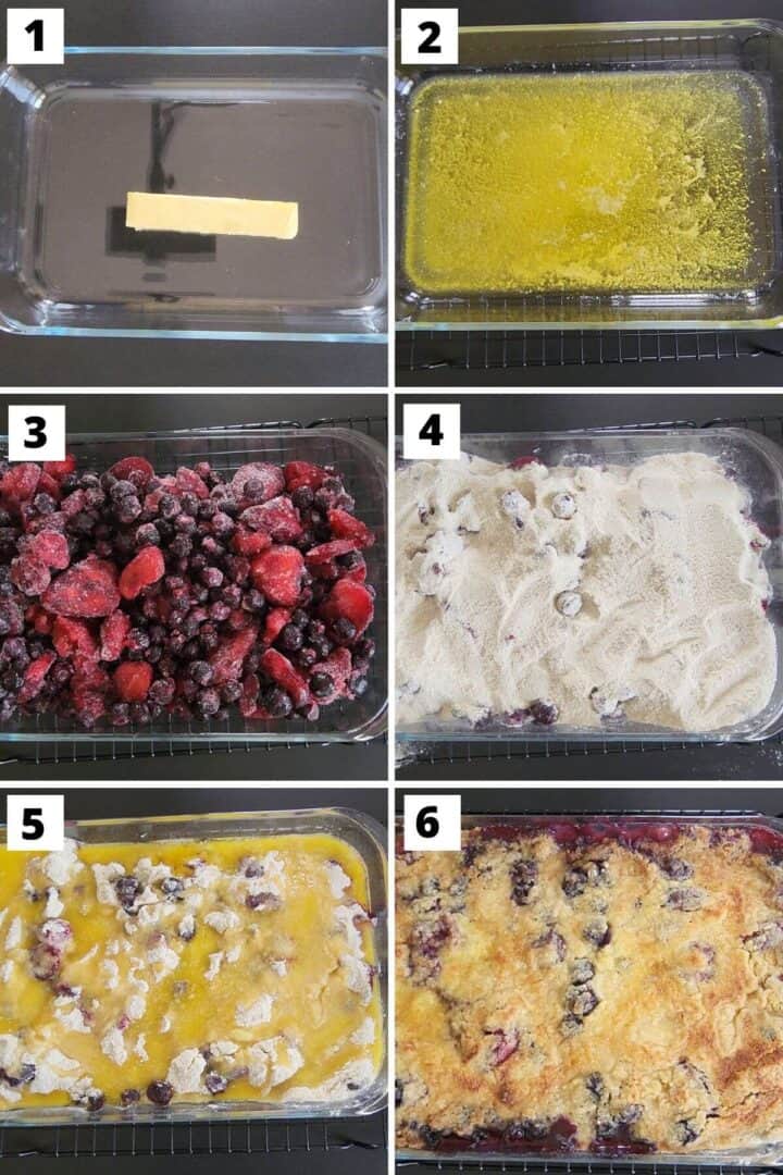 3 ingredients frozen berries cobbler with cake mix - Greenbowl2soul